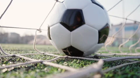 Soccer Ball Flies Into Net Goal. Hitting... | Stock Video | Pond5