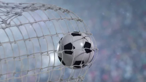 Soccer Ball in Goal Net. Realistic 3d An... | Stock Video | Pond5