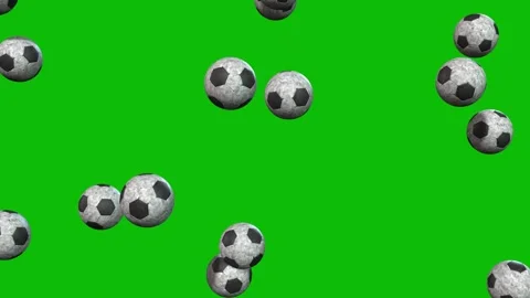 Soccer balls falling on green screen 3D ... | Stock Video | Pond5