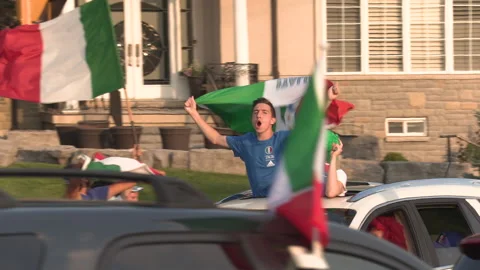 Soccer fans celebrating after Italy wins... | Stock Video | Pond5