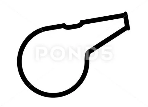 Soccer Football Referee Whistle In Outline Illustration #195004336