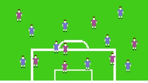 Soccer game in 8-bit old style, arcade, ... | Stock Video | Pond5