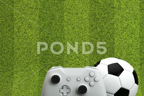 Soccer gaming background. Video game controller with a traditional ...