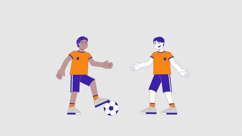 Soccer team kids kicking football 2D cha... | Stock Video | Pond5