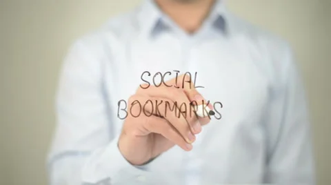 Social Bookmarks , man writing on transp... | Stock Video | Pond5