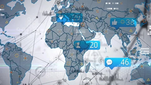Social media interaction animation over ... | Stock Video | Pond5
