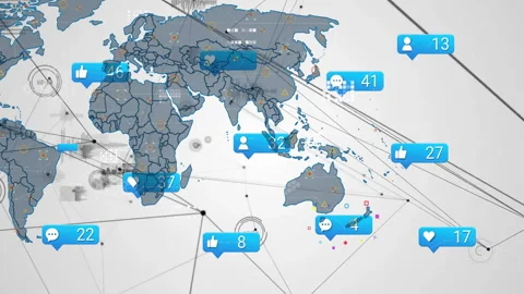 Social media interaction icons animation... | Stock Video | Pond5