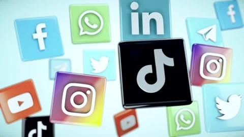 Social Media logo compilation animation.... | Stock Video | Pond5