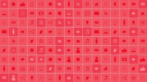 Social network icons on red background | Stock Video | Pond5