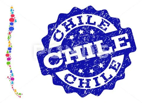 Social Network Map of Chile with Message Bubbles and Textured Stamp ...