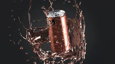 Soda can falling drink splash slow motio... | Stock Video | Pond5