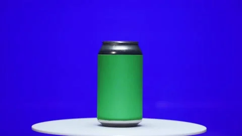 Soda or beer can with chroma green scree... | Stock Video | Pond5