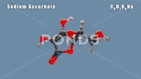 Sodium ascorbate of c6h7o6Na 3D Conformer animated render. Food ...