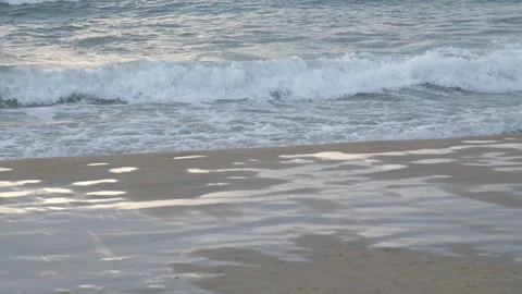 Soft blue ocean wave on sandy beach. Bac... | Stock Video | Pond5