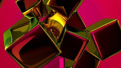Soft elastic cubes of gold metallic colo... | Stock Video | Pond5