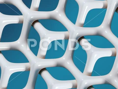 Soft glossy white octagonal meshes over blue background. 3d Stock Image ...