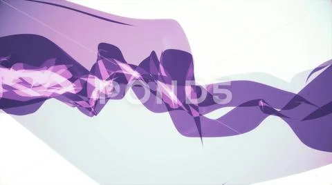 Soft silk smoke ribbon gentle flow waving digital simulation turbulent ...