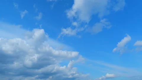Soft white clouds moving on blue sky bac... | Stock Video | Pond5