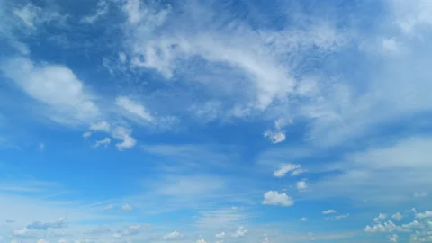 Soft white clouds moving on blue sky bac... | Stock Video | Pond5