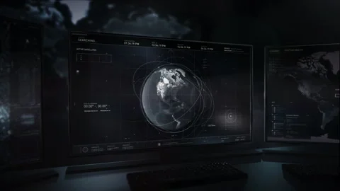Software Displays Planet Map With Satell... | Stock Video | Pond5