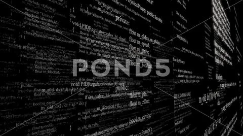 Software source code. Layers of program code on black background ...