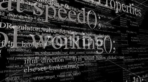 Software source code. Layers of program code on black background ~ Clip ...