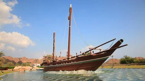 Sohar boat replica in Oman | Stock Video | Pond5