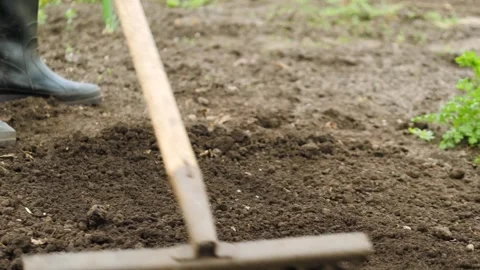 soil preparation farming, garden rake ti... | Stock Video | Pond5