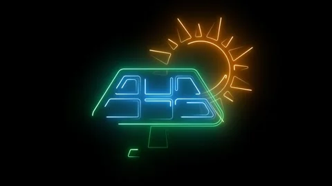 solar panel animation with neon lines li... | Stock Video | Pond5