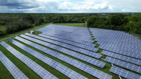 Solar Panel Farm Grid Electric Power Gre... | Stock Video | Pond5