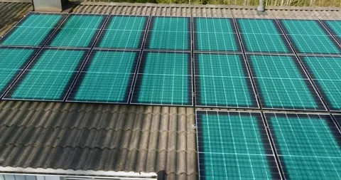 Solar panels absorbing sun energy on a m... | Stock Video | Pond5