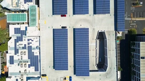 Solar Panels Array on Rooftop of Mall, T... | Stock Video | Pond5
