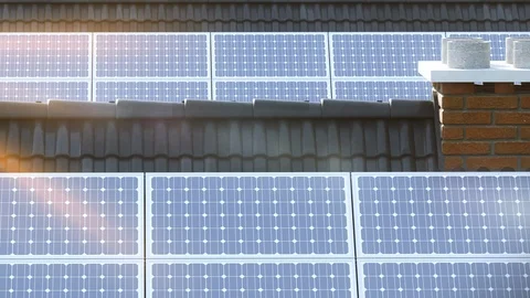 solar panels on the roof of a modern sub... | Stock Video | Pond5