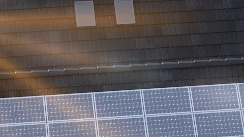 solar panels on the roof of a modern sub... | Stock Video | Pond5