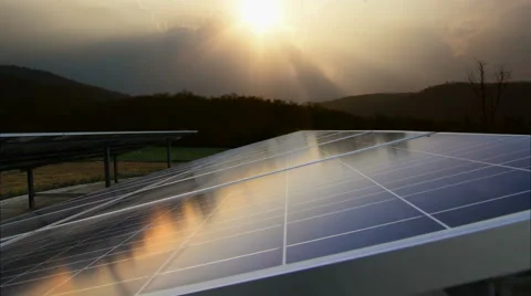 Solar panels with sunrise time lapse | Stock Video | Pond5