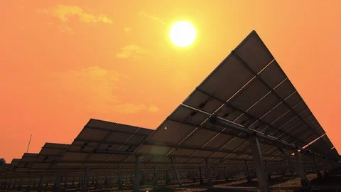 Solar panels tracking the sun time lapse | Stock Video | Pond5