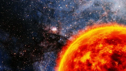 Solar sphere burning fire in milky way ... | Stock Video | Pond5