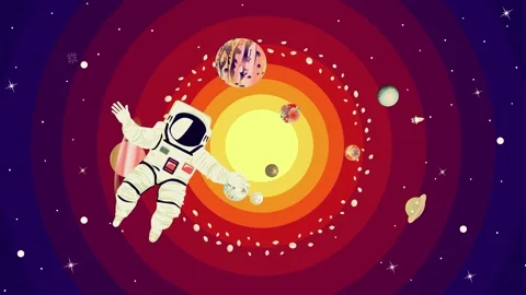 Solar system and astronaut in the space | Stock Video | Pond5