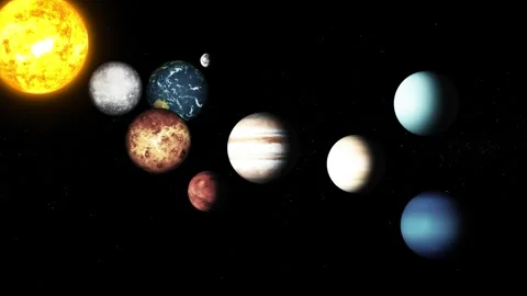Solar System Animated with Sun and Plane... | Stock Video | Pond5