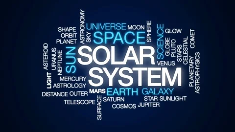 Solar system animated word cloud, text d... | Stock Video | Pond5