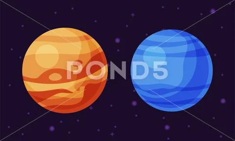 Solar system planets. Venus and Neptune vector illustration: Royalty ...