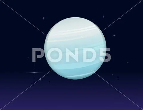 Solar system space object planet Uranus vector illustration on deep sky ...