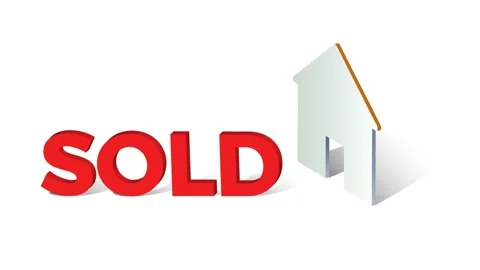 Sold house. Animated sign on white backg... | Stock Video | Pond5