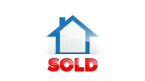 Sold house. Animated sign on white backg... | Stock Video | Pond5