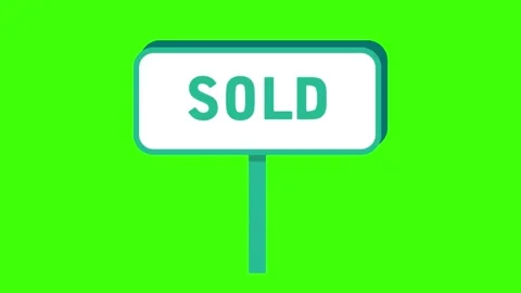 "SOLD sign" icon popping up on the green... | Stock Video | Pond5