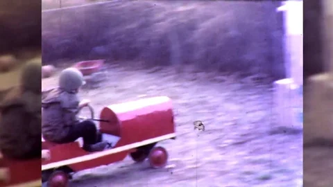Soldier Boys Play Toy Pedal Car Backyard... | Stock Video | Pond5