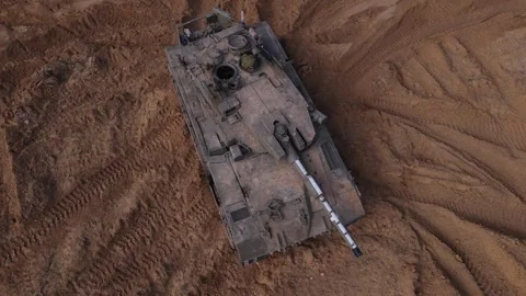 Soldier with gun hiding in tank turret, ... | Stock Video | Pond5