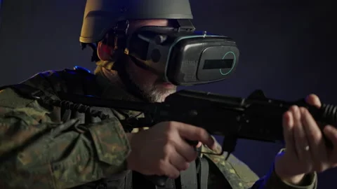 Soldier in military uniform using vr gla... | Stock Video | Pond5