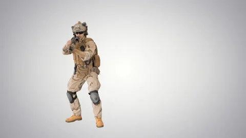 Soldier moving from side to side aiming ... | Stock Video | Pond5