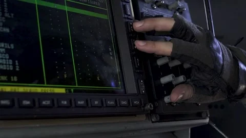Soldier operating weapons control panel | Stock Video | Pond5